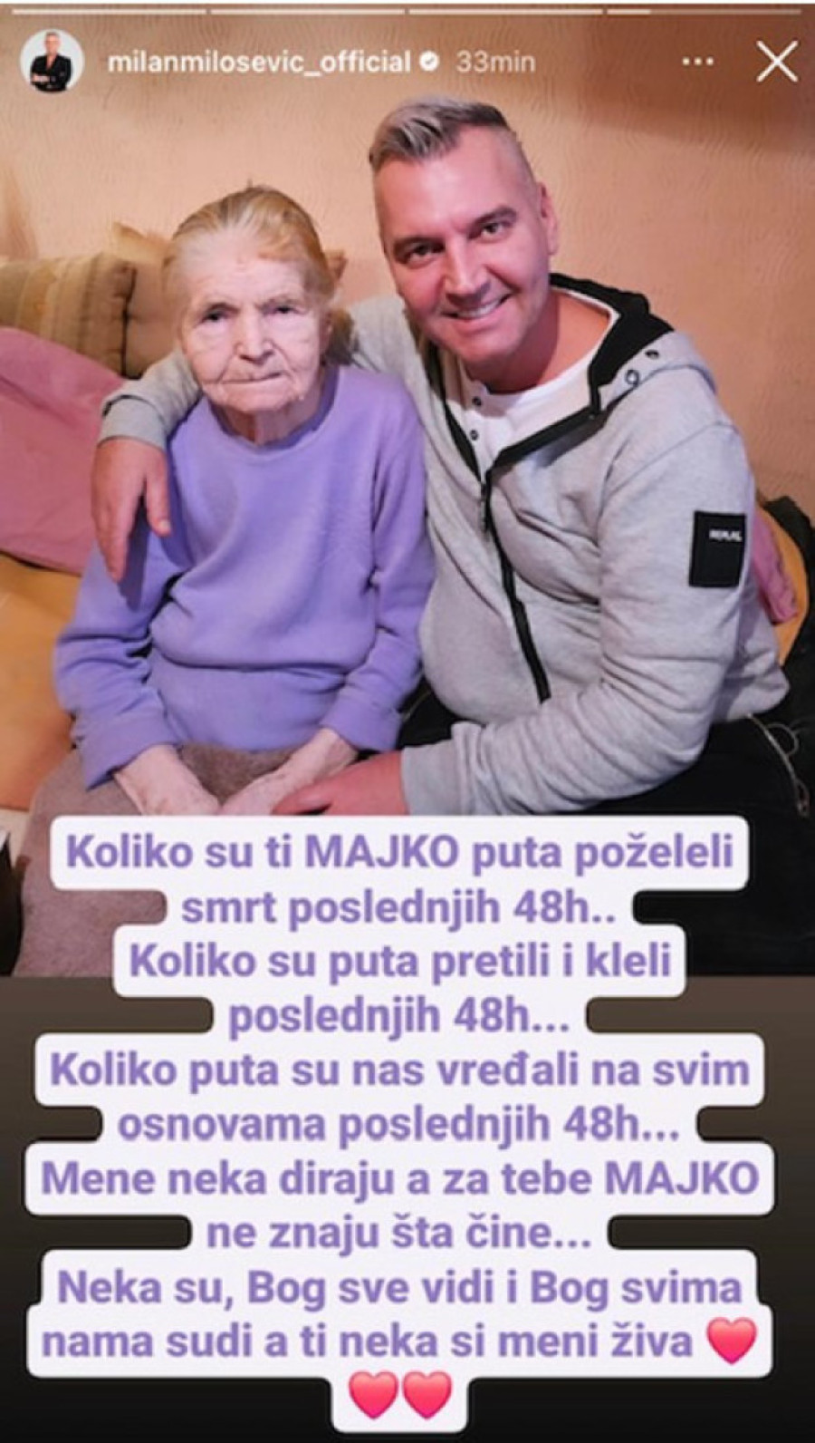 Milan Milošević uznemiren zbog pretnji