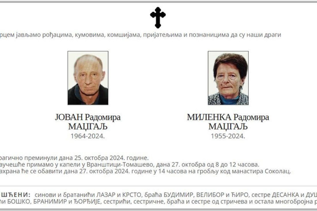 Brata i sestru sahranjuju na njihovu krsnu slavu Svetu Petku