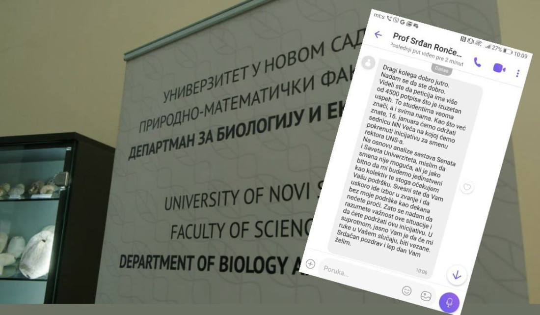 Dekan PMF Srđan Rončević vrši pritisak pred sednicu veća